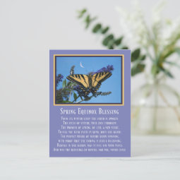 Beautiful Spring Equinox Blessing Poem Butterfly Postcard | Zazzle