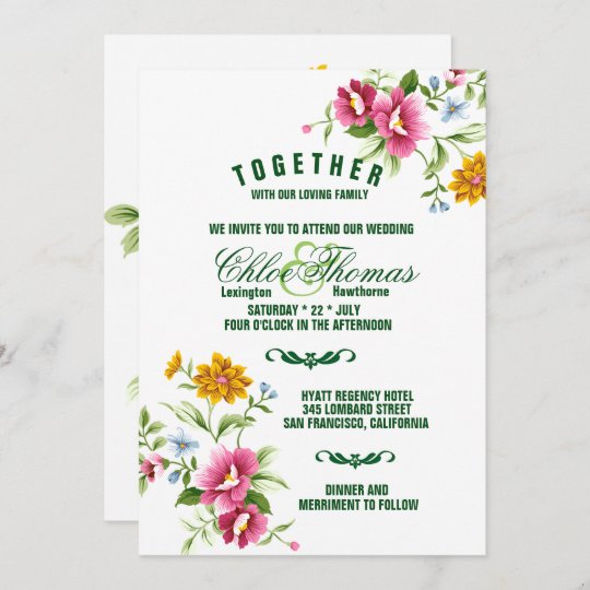Beautiful Spring Flowers Wedding Invitation | Zazzle.com