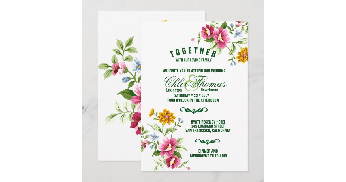 Beautiful Spring Flowers Wedding Invitation | Zazzle