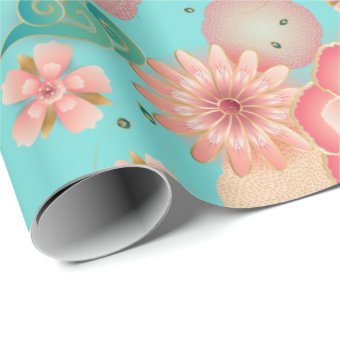 Beautiful Spring Peach Flowers Garden Decorative Wrapping Paper | Zazzle