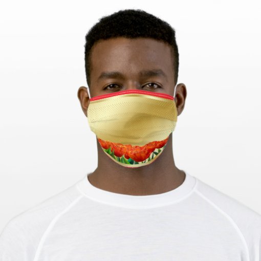 Beautiful Spring Red Tulips Flowers Garden Adult Cloth Face Mask | Zazzle