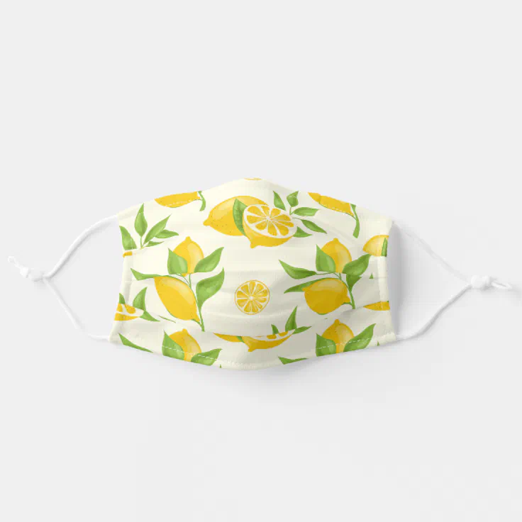 Beautiful spring summer fresh yellow lemon adult cloth face mask | Zazzle