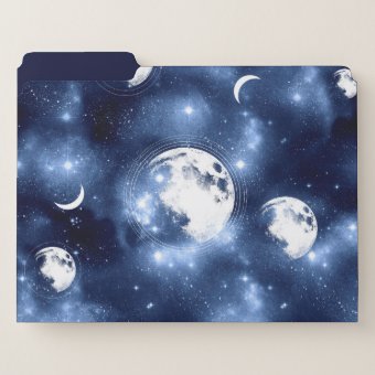 Beautiful starry galaxy and Moon phases File Folder | Zazzle