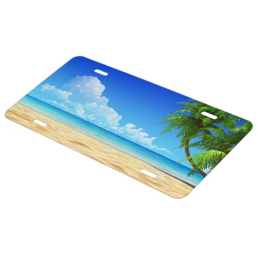 Beautiful Summer Beach 2 License Plate | Zazzle