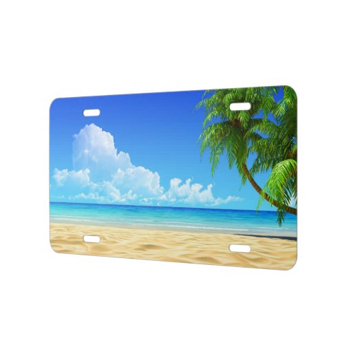 Beautiful Summer Beach 2 License Plate | Zazzle