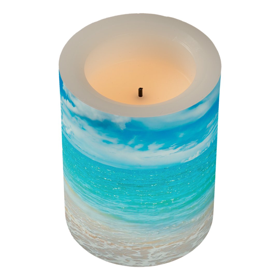 Beautiful Summer Beach Flameless Candle | Zazzle