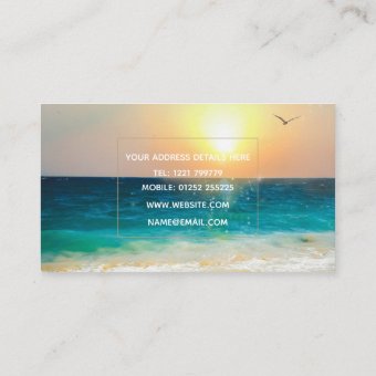 Beautiful Summer Beach Sunset Photo Business Card | Zazzle
