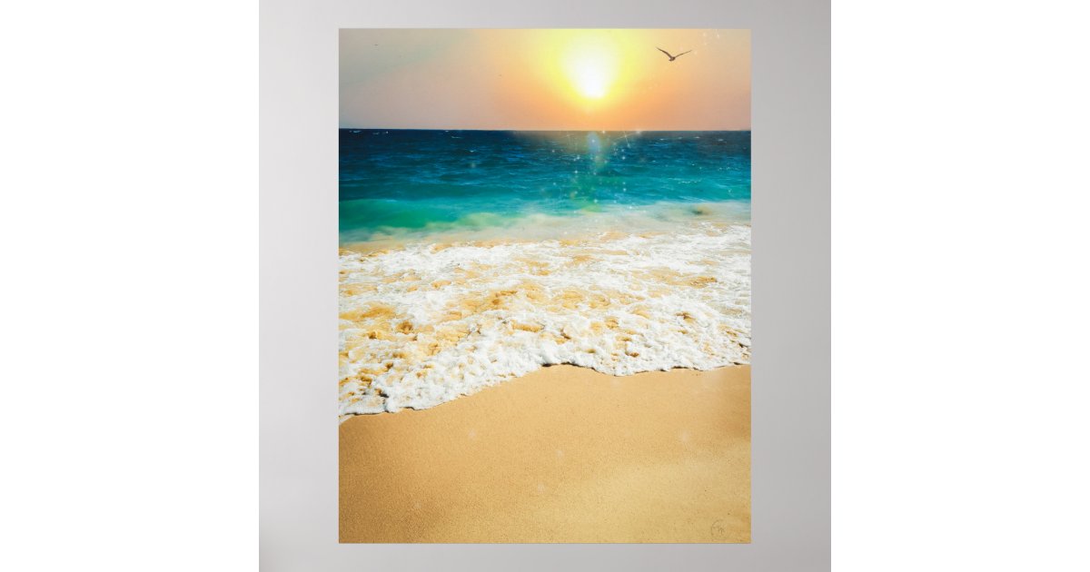 Beautiful Summer Beach Sunset Photo Poster | Zazzle