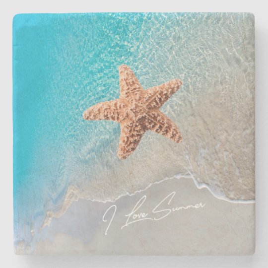 Beautiful Summer Ocean Beach Scenic with Starfish Stone Coaster ...
