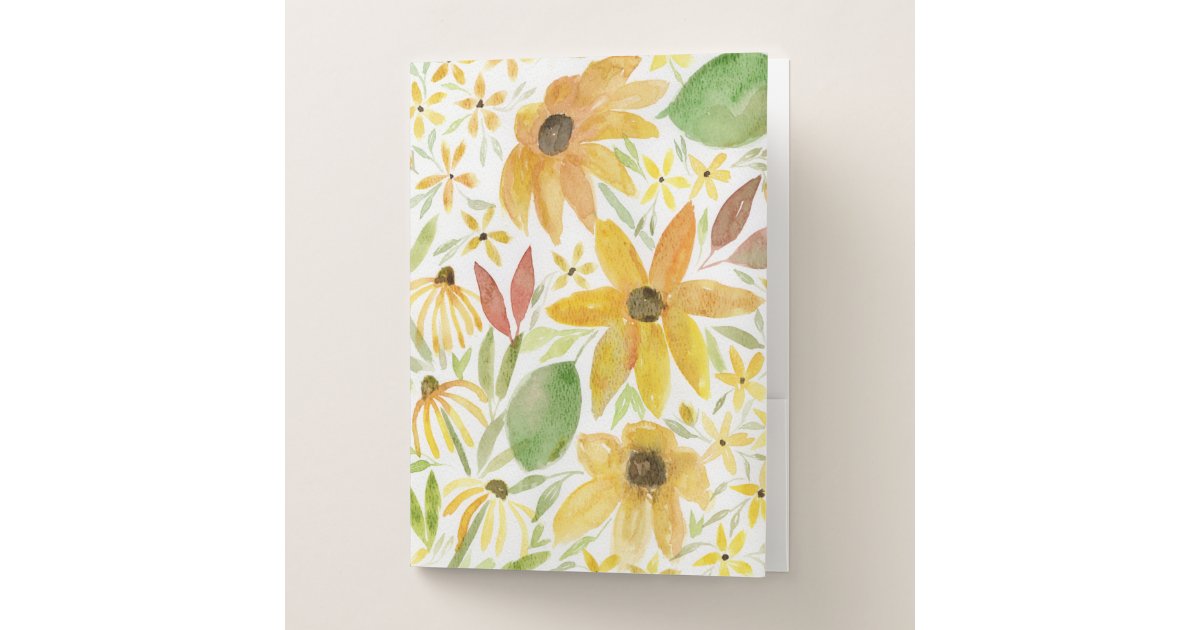 Beautiful Sunflower in Watercolor Pocket Folder | Zazzle