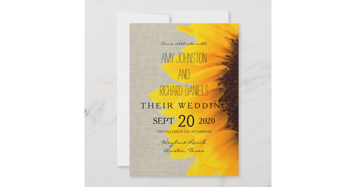 Beautiful Sunflower Rustic Wedding Invitation | Zazzle