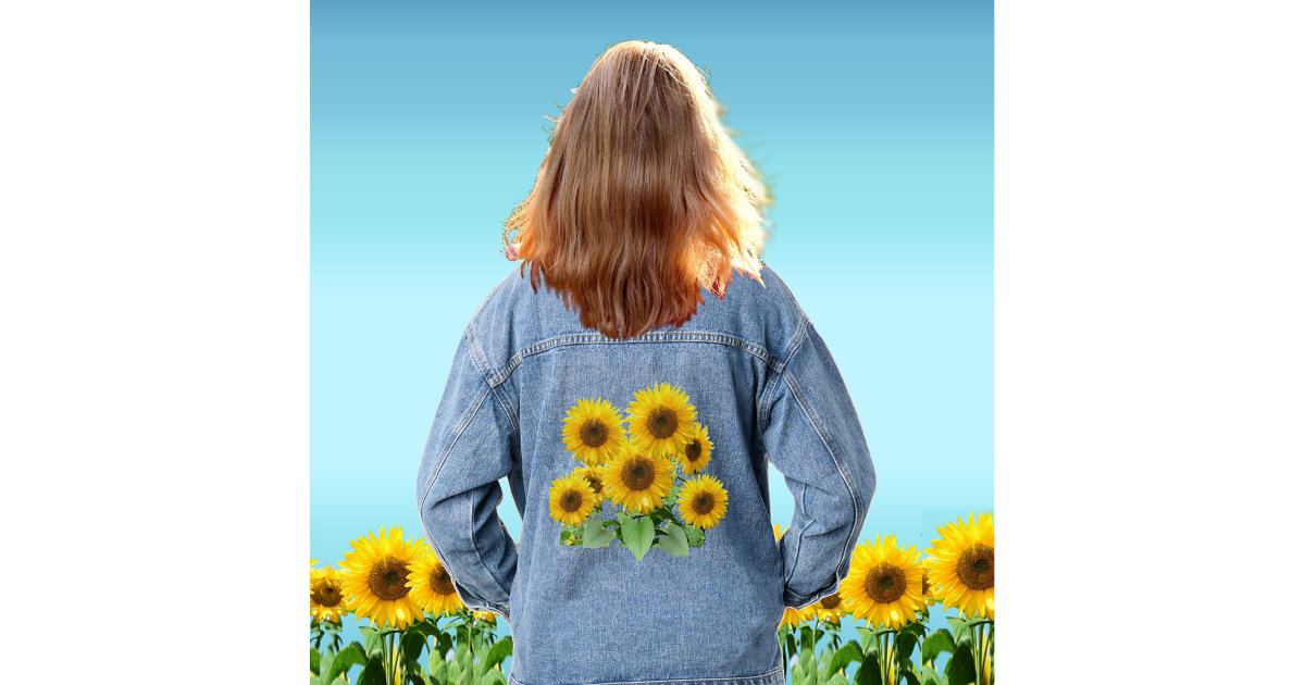 Beautiful Sunflowers Denim Jacket | Zazzle