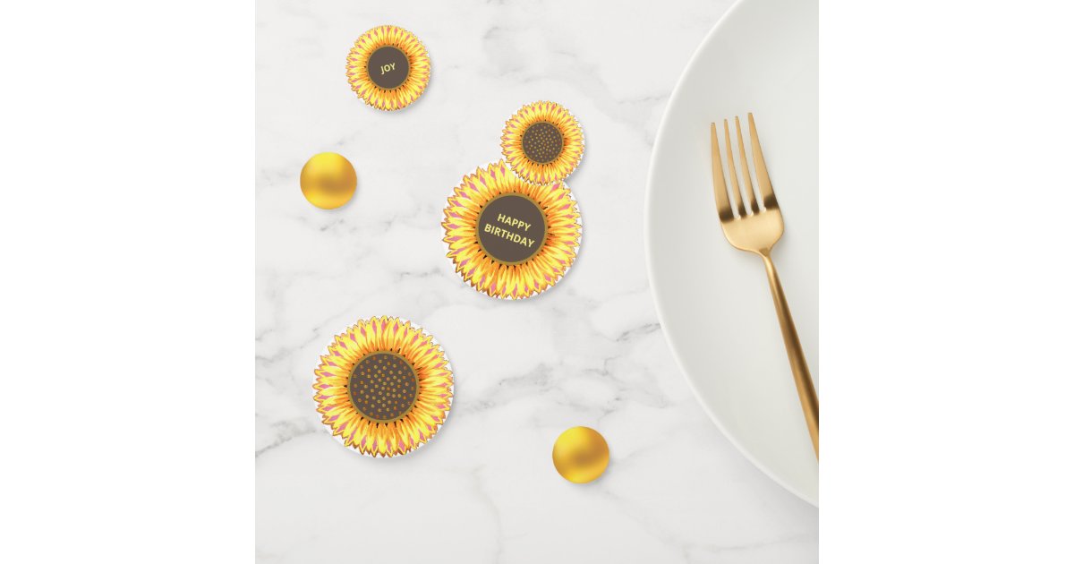 Beautiful Sunflowers & Gold Confetti | Zazzle