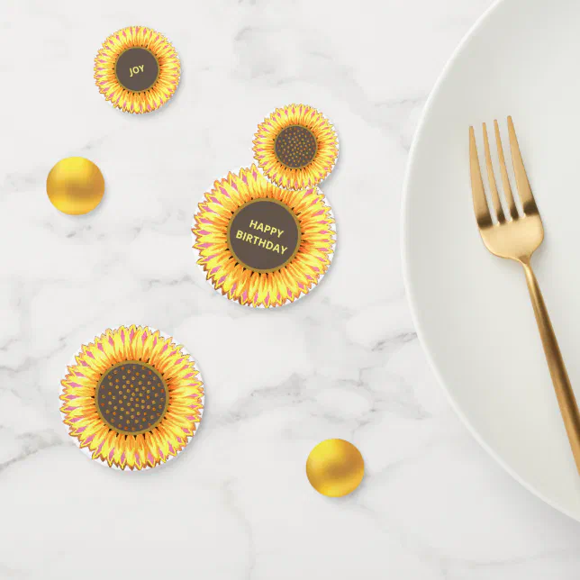 Beautiful Sunflowers & Gold Confetti | Zazzle
