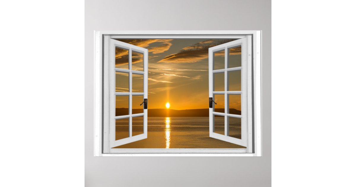 Beautiful Sunrise Artificial Window View Poster | Zazzle