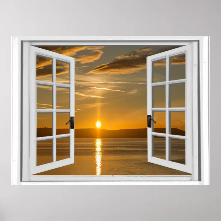 Beautiful Sunrise Artificial Window View Poster | Zazzle