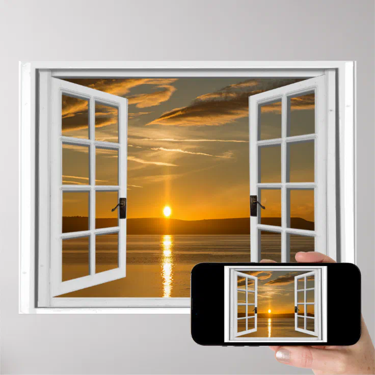 Beautiful Sunrise Artificial Window View Poster | Zazzle