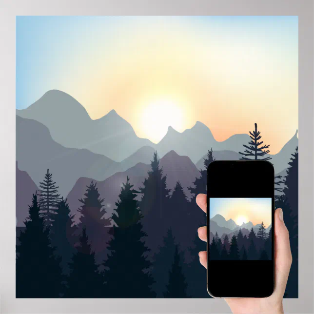 Beautiful sunrise scenery illustration poster | Zazzle