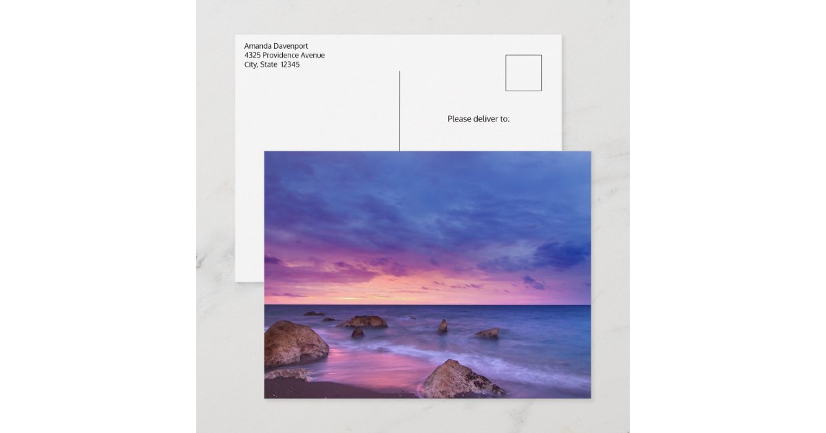 Beautiful Sunset Coastal Photograph Postcard | Zazzle