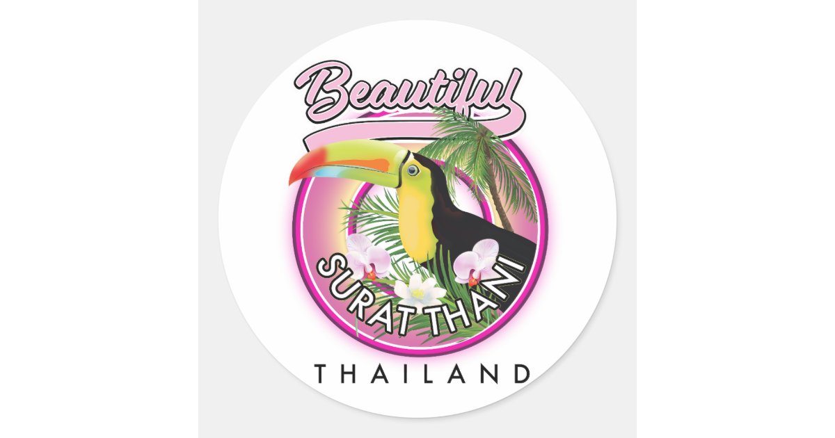 Beautiful Surat Thani thailand logo Classic Round Sticker | Zazzle
