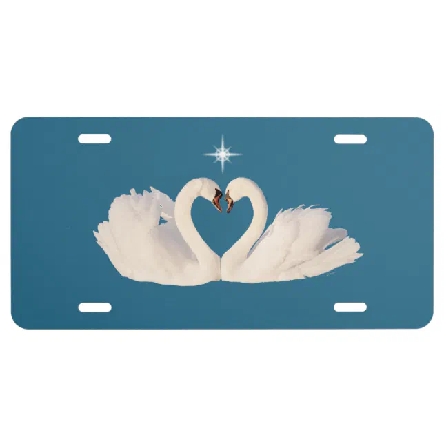 Beautiful Swan Couple on Teal License Plate | Zazzle