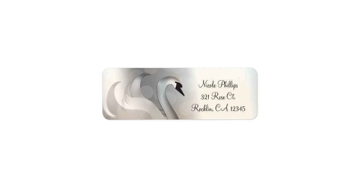 Beautiful Swan White & Silver Elegant Invitation Label | Zazzle