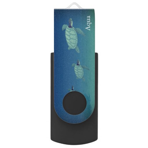 Beautiful swimming sea turtles flash drive | Zazzle