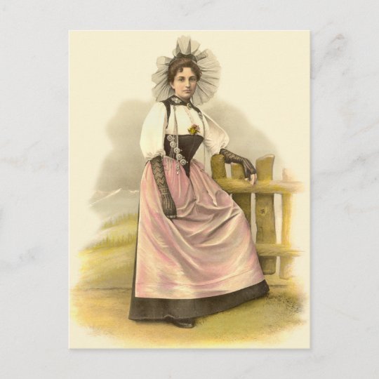 Beautiful Swiss Woman in Traditional Costume, Bern Postcard | Zazzle.com