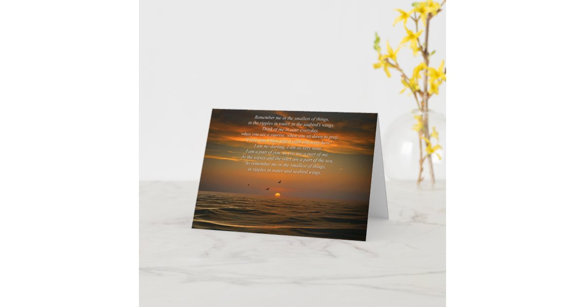 Beautiful Sympathy Remembrance Ocean and Sea Card | Zazzle