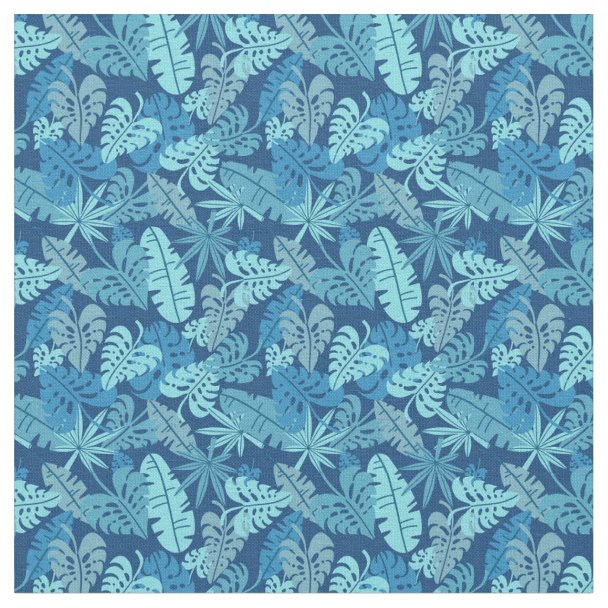 Tropical Leaves in Teal Fabric | Zazzle
