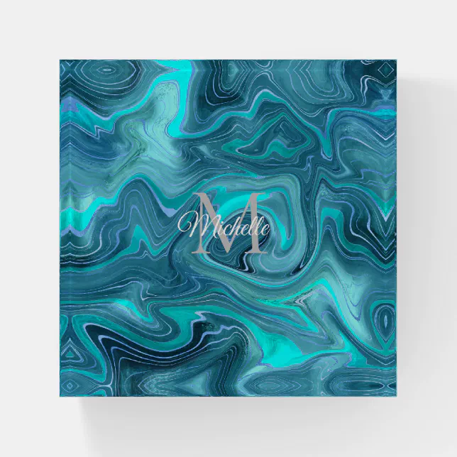 Beautiful Teal Blue Ocean Strata Paperweight | Zazzle