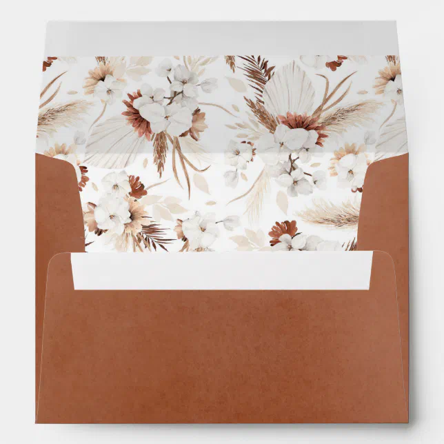 Beautiful Terracotta and White Flowers Pattern Envelope | Zazzle