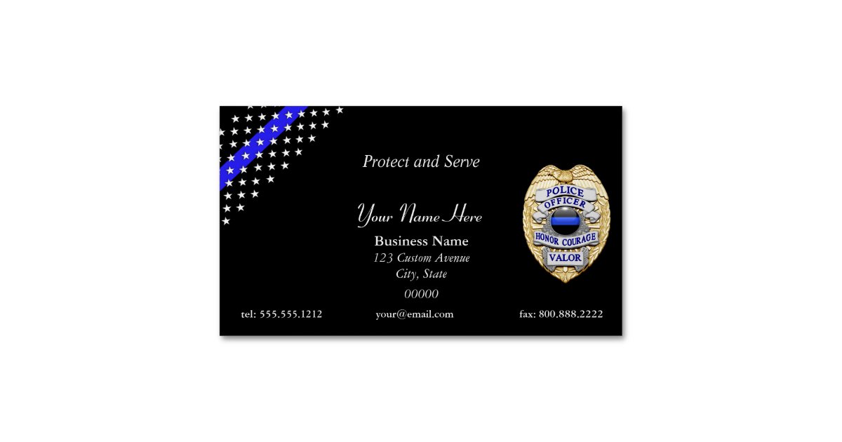 Beautiful Thin Blue Line Police Stars and Stripes Magnetic Business ...
