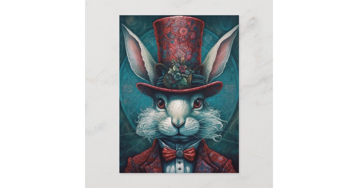 Beautiful Tophat Rabbit Postcard | Zazzle