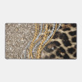 Beautiful Trendy Leopard Faux Animal Print Desk Mat | Zazzle