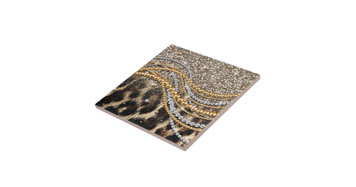 Beautiful Trendy Leopard Faux Animal Print Tile | Zazzle