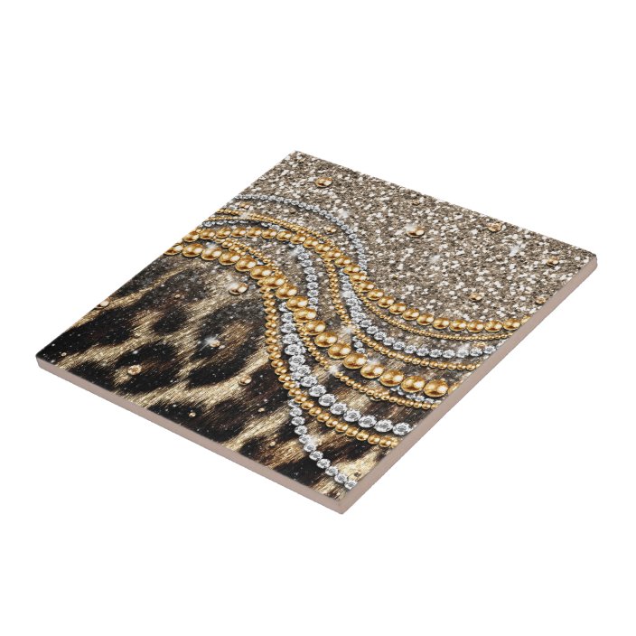 Beautiful Trendy Leopard Faux Animal Print Tile | Zazzle.com