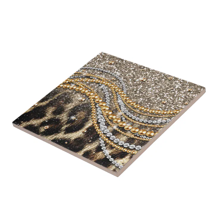 Beautiful Trendy Leopard Faux Animal Print Tile | Zazzle
