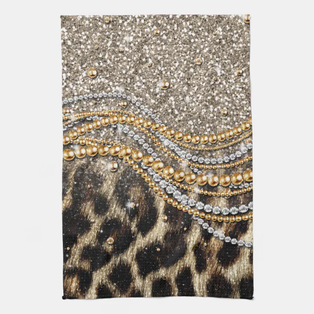 Beautiful Trendy Leopard Faux Animal Print Towel | Zazzle