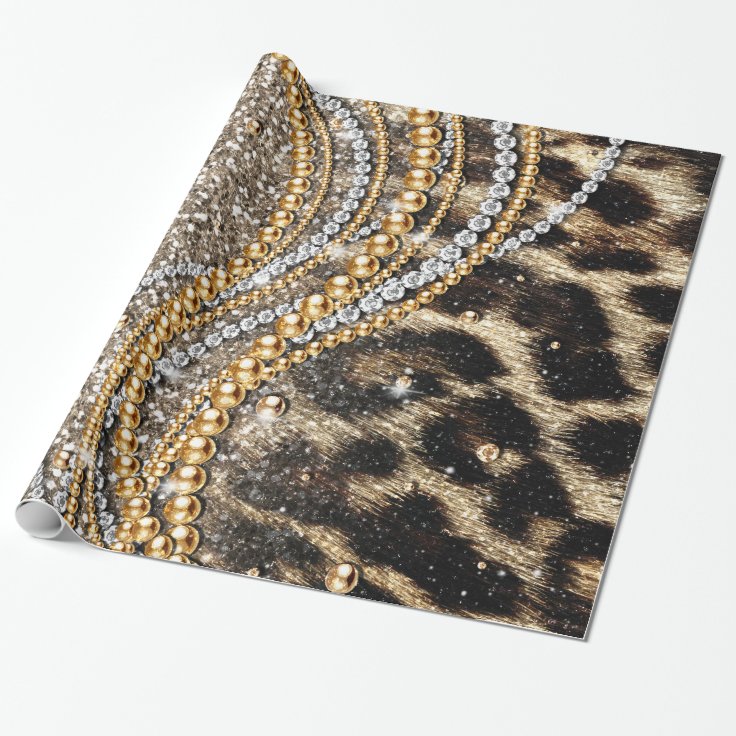 Beautiful trendy leopard faux animal print wrapping paper | Zazzle