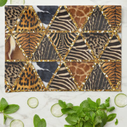 Beautiful trendy triangle faux animal fur print towel | Zazzle