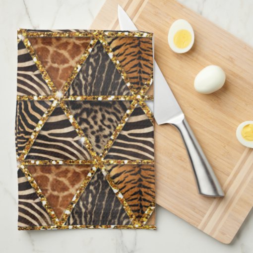 Beautiful trendy triangle faux animal fur print towel | Zazzle