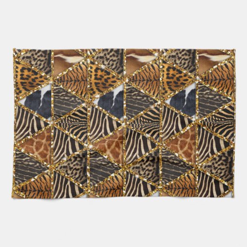 Beautiful trendy triangle faux animal fur print towel | Zazzle