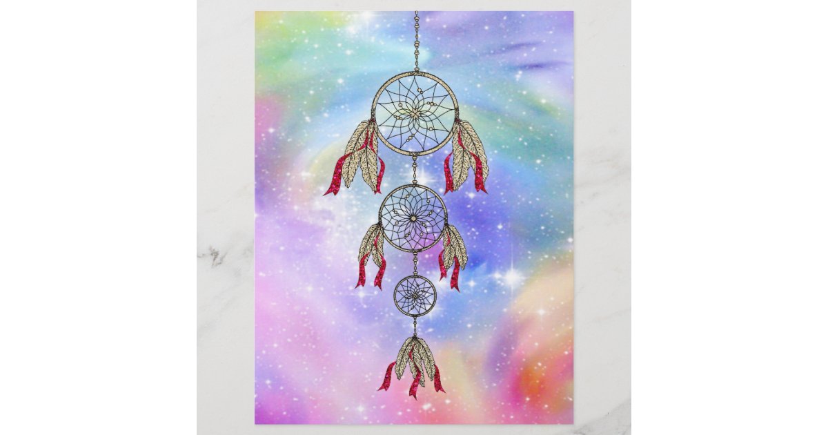 Beautiful trendy whimsical dream-catcher feathers flyer | Zazzle