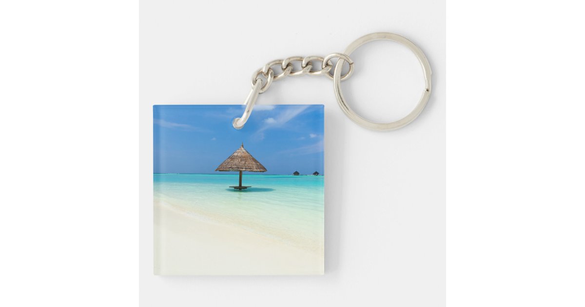 Beautiful tropical beach at Maldives Keychain | Zazzle