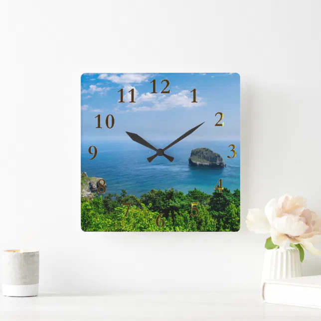 Beautiful Tropical Beach Landscape Wall Clock | Zazzle