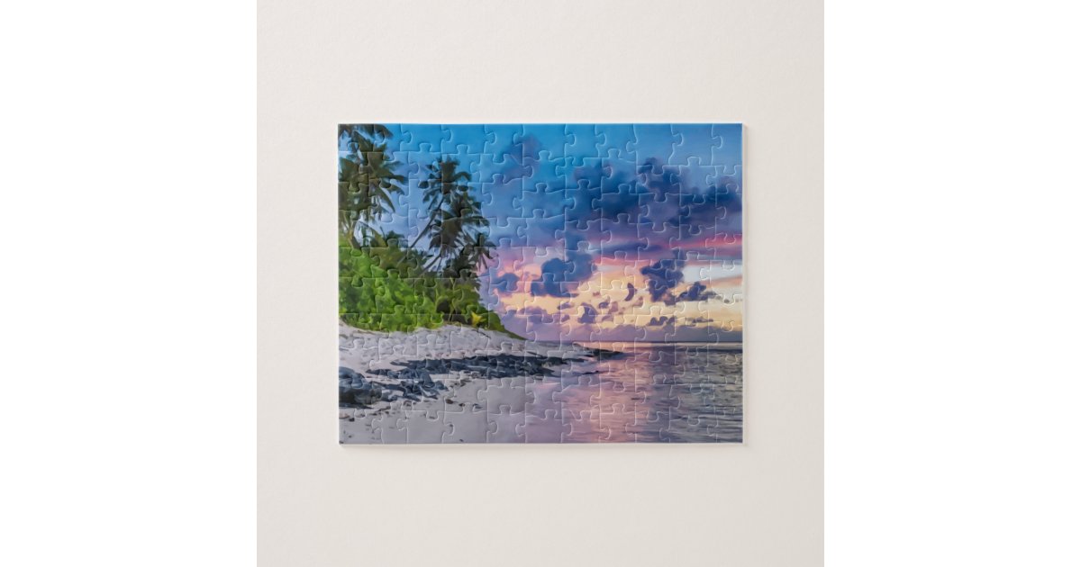 Beautiful Tropical Beach Ocean Vacation Jigsaw Puzzle | Zazzle