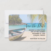 Beautiful Tropical Beach with a Rowboat Save The Date | Zazzle