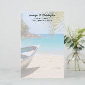 Beautiful Tropical Beach with a Rowboat Wedding Stationery | Zazzle
