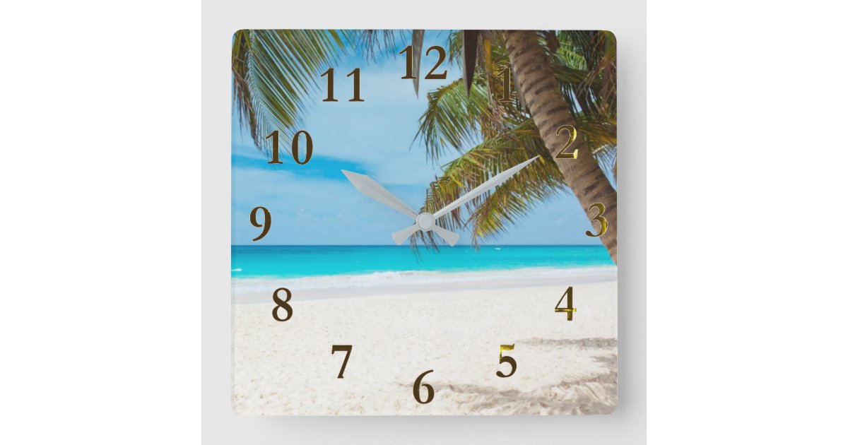 Beautiful Tropical Caribbean Beach Wall Clock | Zazzle